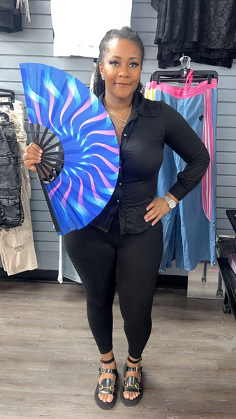 Blue Purple Swirl Clack Fan – Major Pieces Boutique